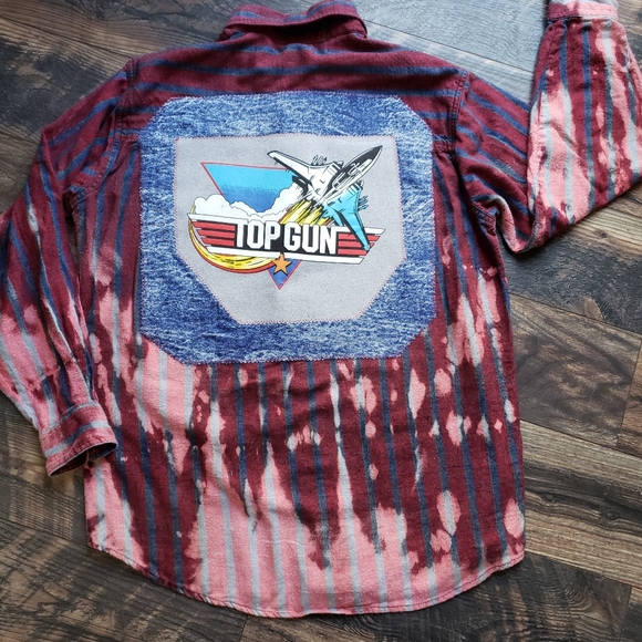 Shirts | Upcycled Bleached Custom Top Gun Flannel Shirt | Poshmark